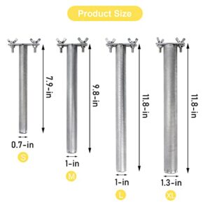 Wontee Bird Perch Stand Stainless Steel Parrot Cage Perch Accessories for Parakeets Cockatiels Conures African Greys Macaws Amazon Parrots (XL (11.8"x1.3")