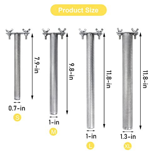 Wontee Bird Perch Stand Stainless Steel Parrot Cage Perch Accessories for Parakeets Cockatiels Conures African Greys Macaws Amazon Parrots (XL (11.8"x1.3")