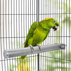 Wontee Bird Perch Stand Stainless Steel Parrot Cage Perch Accessories for Parakeets Cockatiels Conures African Greys Macaws Amazon Parrots (XL (11.8"x1.3")