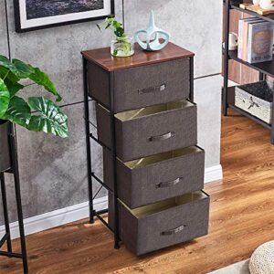 4HOMART Drawer Dresser Closet Vertical Storage Tower Cabinet Closet Shelves Fabric Dresser Organizer Unit with Sturdy Steel Frame Wood Top for Bedroom Hallway Entryway