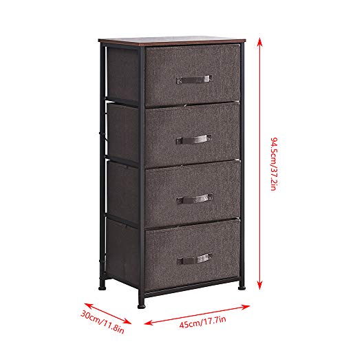 4HOMART Drawer Dresser Closet Vertical Storage Tower Cabinet Closet Shelves Fabric Dresser Organizer Unit with Sturdy Steel Frame Wood Top for Bedroom Hallway Entryway