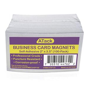 atack self-adhesive business card magnets with adhesive backing, pack of 100, weatherproof peel and stick magnetic business cards