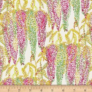 art gallery fabrics art gallery millie fleur wisteria ochre pink fabric, white