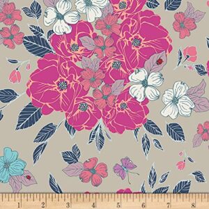 art gallery fabrics art gallery flower child flowery chant wild fabric, beige