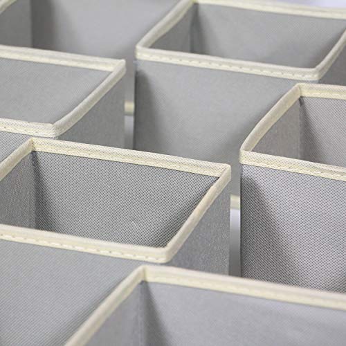 DIOMMELL Foldable Cloth Storage Box Closet Dresser Drawer Organizer Fabric Baskets Bins Containers Divider for Clothes Underwear Bras Socks Lingerie Clothing, Set of 12 Grey 066