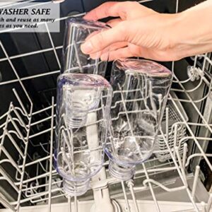 Dishwasher Safe Plastic Juice Bottles with Lids, Free Insulated Bottle Holder, Hot or Cold Drinks, 12pcs 16oz Empty Clear BPA Free Reusable Containers with Caps for Smoothies, Milk and Other Beverages