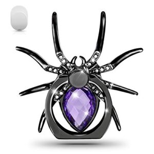 spider phone ring holder stand, allengel animal phone ring finger grip rhinestone phone kickstand for all smartphone (purple)