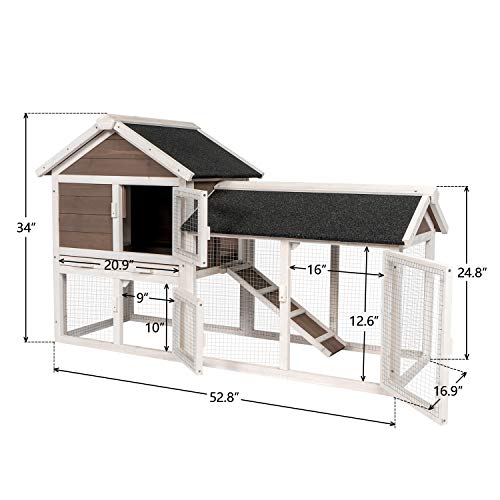 Kinsuite Rabbit Hutch Outdoor Bunny Cage with Tray Indoor Wooden Rabbit Cage House for Small Animals