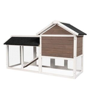 Kinsuite Rabbit Hutch Outdoor Bunny Cage with Tray Indoor Wooden Rabbit Cage House for Small Animals