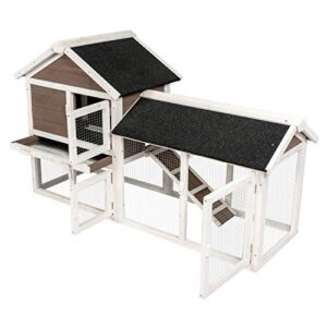 Kinsuite Rabbit Hutch Outdoor Bunny Cage with Tray Indoor Wooden Rabbit Cage House for Small Animals