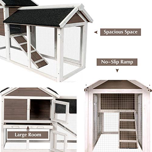 Kinsuite Rabbit Hutch Outdoor Bunny Cage with Tray Indoor Wooden Rabbit Cage House for Small Animals