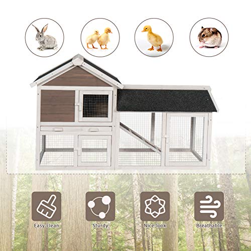 Kinsuite Rabbit Hutch Outdoor Bunny Cage with Tray Indoor Wooden Rabbit Cage House for Small Animals