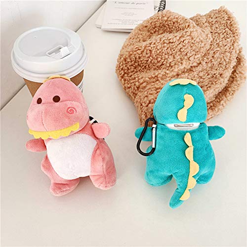 SGVAHY Case for Apple Airpods 1&2 Case Cover with Keychain Kawaii Airpod Case Cover Cute Dinosaur Airpods 2nd 1st Generation Wireless Charging Case Fluffy Soft Plush Airpod Case (Green)