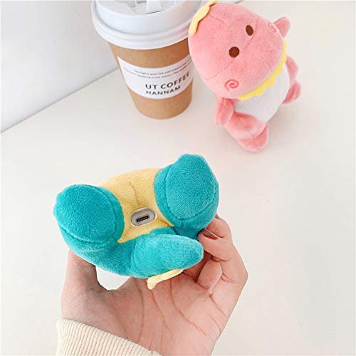 SGVAHY Case for Apple Airpods 1&2 Case Cover with Keychain Kawaii Airpod Case Cover Cute Dinosaur Airpods 2nd 1st Generation Wireless Charging Case Fluffy Soft Plush Airpod Case (Green)