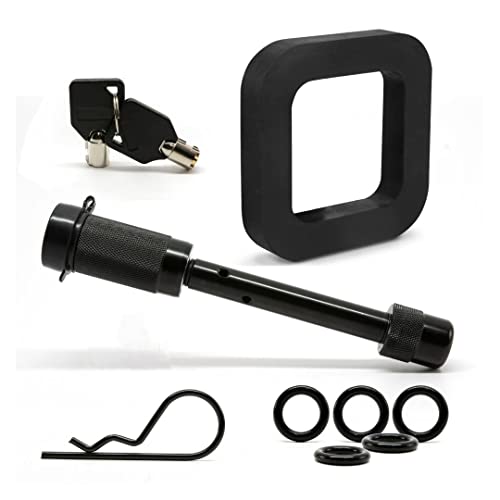 Tiger Lock 5/8" Black Trailer Hitch Locking Pin - Anti-Rattle Tow Hitch Receiver Lock with 2.5" Silencer Pad