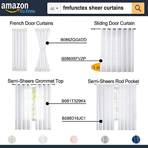 FMFUNCTEX White Sheer Curtains for Living Room 72" Linen Textured Privacy Window Curtain Set for Bedroom 52”w x 2 Panels Grommet Top