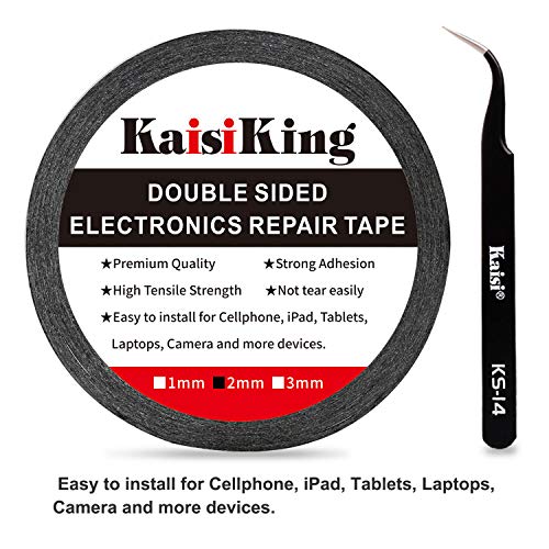 Kaisiking 2mm LCD Repair Tape Phone Repair Tape LCD Touch Screen Repair Tape Phone Screen Adhesive Tape with 1 Tweezers for Cell Phone, iPad, Tablets, Laptops, Camera