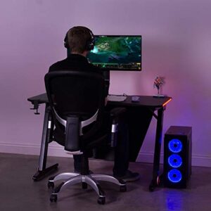 VIVO 47 inch Gaming Desk with Z-Shaped Frame, Privacy Baffle, and Red LED Ambient Lighting, Computer Workstation, E-Sports Racing Table (DESK-GMZ1R)