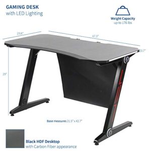 VIVO 47 inch Gaming Desk with Z-Shaped Frame, Privacy Baffle, and Red LED Ambient Lighting, Computer Workstation, E-Sports Racing Table (DESK-GMZ1R)