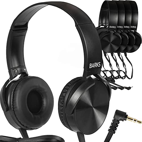 Classroom Headphones for Students (5 Pack) - On-Ear Premium Bulk Headphones: Perfect for Kids All Ages K-12 in Schools (Great Value, Class Set, Durable, Noise Reducing, Comfortable Fit, Easy-to-Clean)