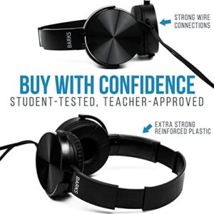 Classroom Headphones for Students (5 Pack) - On-Ear Premium Bulk Headphones: Perfect for Kids All Ages K-12 in Schools (Great Value, Class Set, Durable, Noise Reducing, Comfortable Fit, Easy-to-Clean)