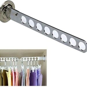 Folding Wall Mount Clothes Hanger Rack Wall Clothes Hanger Stainless Steel Clothes Hooks with Swing Arm Holder Closet Organizers and Storage,Wardrobe Organizer Wall Mounted Clothes Bar