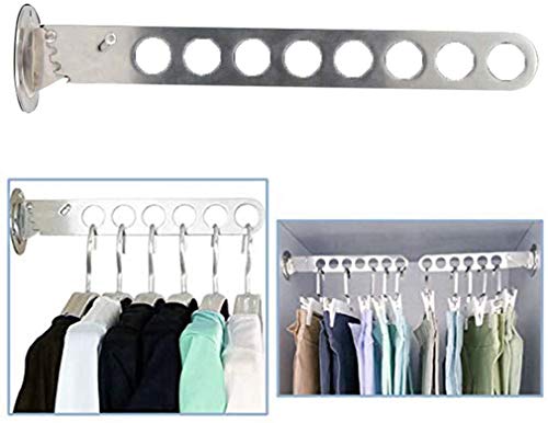 Folding Wall Mount Clothes Hanger Rack Wall Clothes Hanger Stainless Steel Clothes Hooks with Swing Arm Holder Closet Organizers and Storage,Wardrobe Organizer Wall Mounted Clothes Bar