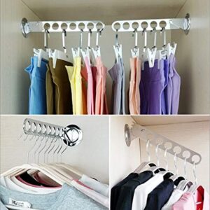 Folding Wall Mount Clothes Hanger Rack Wall Clothes Hanger Stainless Steel Clothes Hooks with Swing Arm Holder Closet Organizers and Storage,Wardrobe Organizer Wall Mounted Clothes Bar