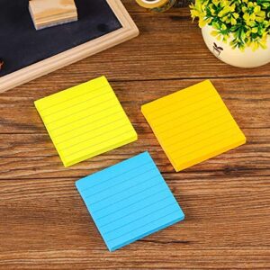 WeTest 6 Pack Color Lined Sticky Notes - Post Bright Stickies Colorful Super Sticking Power Memo Pads, Strong Adhesive, 100 Sheets/Pad(3X3 In)