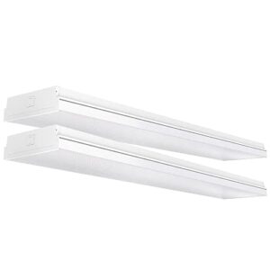 sunco 8.5" wraparound garage led shop light 4ft 5000k daylight, 60w, 7200 lm, integrated led, prismatic lens, hardwired, linkable, flush mount ceiling light fixture - etl energy star 2 pack