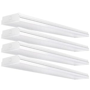 sunco 8.5" wraparound garage led shop light 4ft 6000k daylight deluxe, 60w, 7200 lm, integrated led, prismatic lens, hardwired, linkable, flush mount ceiling light fixture - etl 4 pack