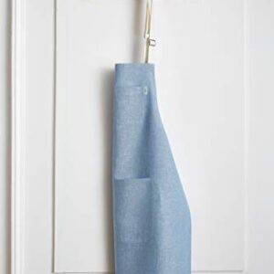 Solino Home Linen Kitchen Apron – 100% Pure Linen Bib Apron for Men & Women with front Pockets – Light Blue, Handcrafted from European Flax