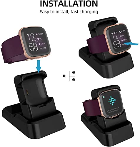 Compatible with Fitbit Versa 2 Charger Stand, Kasmotion Replacement Charging Stand Clip Charging Cradle Dock Adapter Holder Compatible with Fitbit Versa 2