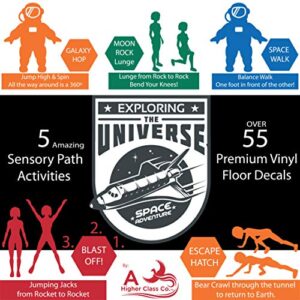 a higher class co premium space adventure rocket - school & classroom sensory path kit - 55 plus premium vinyl decals