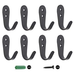 manmilai wall hooks heavy duty 8 piezas, ganchos para colgar en la pared, hooks for hanging 、black hooks、coat rack wall hook (black thick bent hook 8)