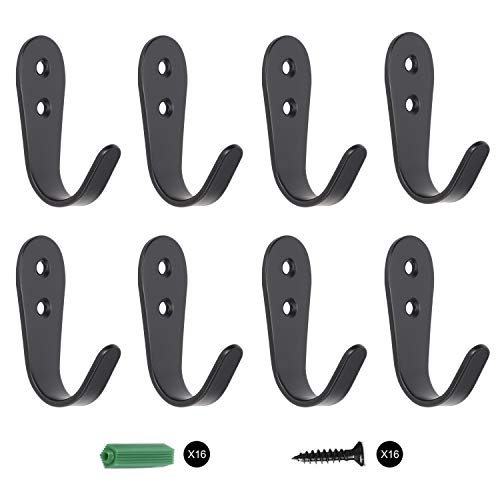 MANMILAI Wall Hooks Heavy Duty 8 piezas, ganchos para colgar en la pared, Hooks for Hanging 、Black Hooks、Coat Rack Wall Hook (Black Thick Bent Hook 8)