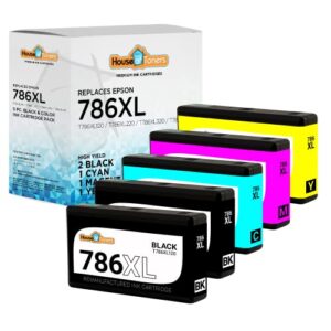 houseoftoners remanufactured ink cartridge replacement for epson 786 xl 786xl for workforce wf-4630 wf-4640 wf-5110 wf-5190 wf-5620 wf-5690 (2b/1c/1m/1y, 5pk)