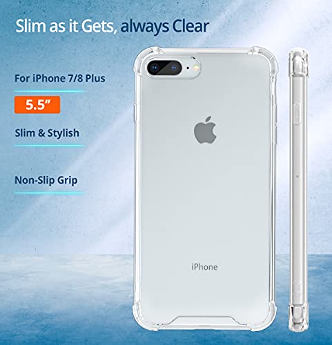 Orase Ultra Clear Series for iPhone 8 Plus Case & iPhone 7 Plus Case - Slim Fit - Shockproof - Not Yellowing - Hard Back Cover - Protective Clear Case for iPhone 8 Plus Phone Case