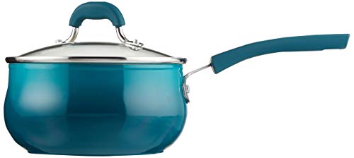 Oster Corbett Forged Aluminum Sauce Pan W/Lid-Ceramic Non-Stick-Induction Base-Soft Touch Bakelite Handle, 3 Qt, Gradient Teal