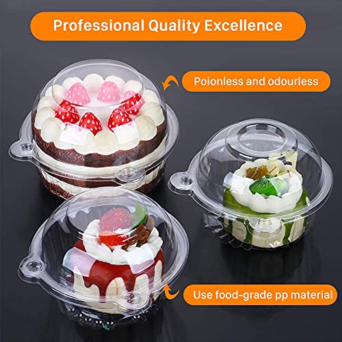 400 Cupcake Containers Plastic Disposable - Plastic Individual Cupcake Holders Single Clear Cupcake Case Boxes Stackable Muffin Pods High Dome with Lids for Parties Cake Muffin Fruit