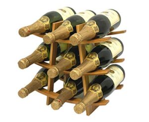 decomil 9 bottle samurai style stackable modular wine rack wine storage rack solid bamboo wine holder display shelves, wobble-free (9 bottle capacity - samurai style capacity)