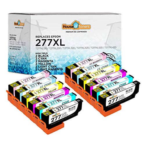 Houseoftoners Remanufactured Ink Cartridge Replacement for Epson 277 XL 277XL for Expression XP-850 XP-860 XP-950 XP-960 XP-970 (2B/2C/2M/2Y/2-Lt. Cyan/2-Lt. Magenta, 12PK)