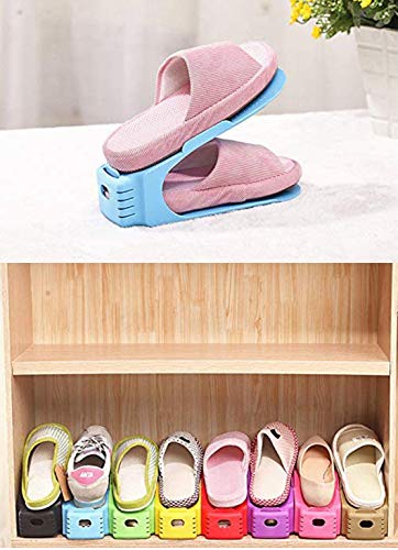 KQGO Shoe Slots Space Saver, Stackable Shoe Slot Organizer Space Saver, Easy Shoe Organizer, Shoe Storage, Blue Pack of 10