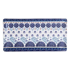 bico blue talavera ceramic 18 inch rectangular serving platter, microwave & dishwasher safe