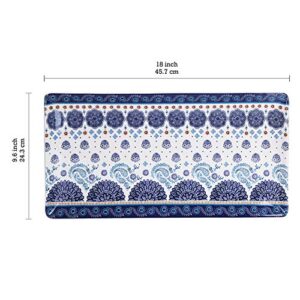 Bico Blue Talavera Ceramic 18 inch Rectangular Serving Platter, Microwave & Dishwasher Safe