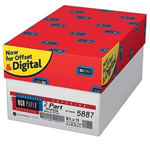 8.5 x 11 superior carbonless paper, ncr5887, 2 part reverse (bright white/canary), 2000 sets, 4000 sheets, (8 reams)