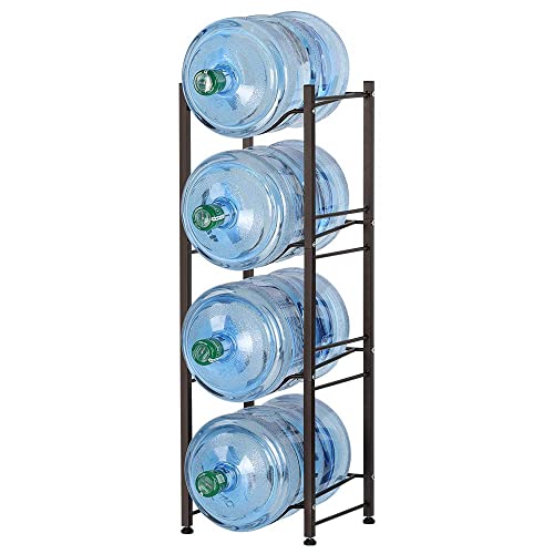 Water Jug Rack for 5 Gallon, Heavy Duty Water Cooler Jug Bottle Holder Save Space Detachable Water Bottle Plastic Glass Carrier Storage Shelf Organizer, 4-Tier, Black