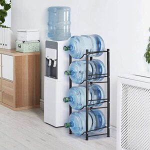 Water Jug Rack for 5 Gallon, Heavy Duty Water Cooler Jug Bottle Holder Save Space Detachable Water Bottle Plastic Glass Carrier Storage Shelf Organizer, 4-Tier, Black