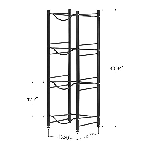 Water Jug Rack for 5 Gallon, Heavy Duty Water Cooler Jug Bottle Holder Save Space Detachable Water Bottle Plastic Glass Carrier Storage Shelf Organizer, 4-Tier, Black