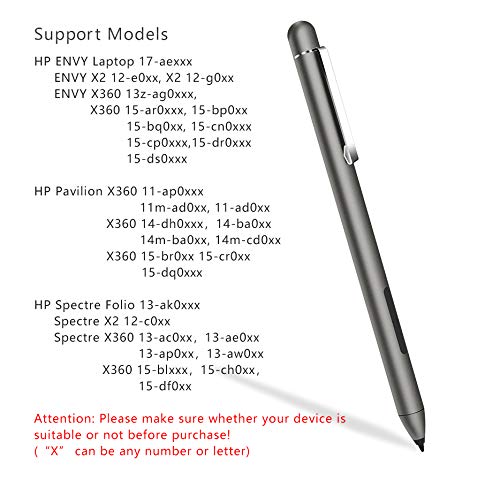 Active Pen for HP Specter X360 Envy X360 Pavilion x360 Spectre x2 Envy x2 Laptop-Specified Surface Pen Microsoft Pen Protocol Inking Model (Grey)